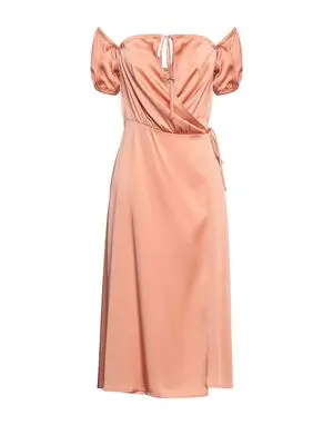 SEMICOUTURE Midi Wrap Dress - Salmon Pink