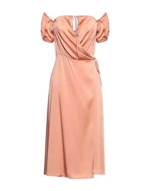 SEMICOUTURE Midi Wrap Dress - Salmon Pink