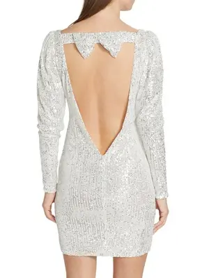 Caroline Constas Sequin Jersey Bow Minidress