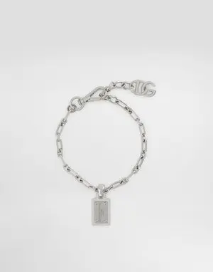 Dolce & Gabbana Bracelet With Logo Tag - Silver