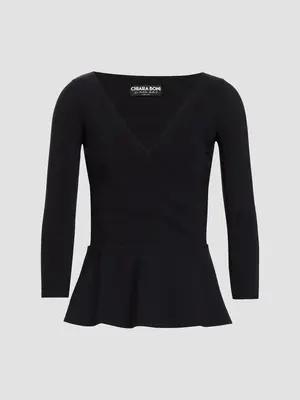 Chiara Boni La Petite Robe Poppy V-neck Peplum Top - Black