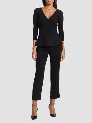 Chiara Boni La Petite Robe Poppy V-neck Peplum Top - Black