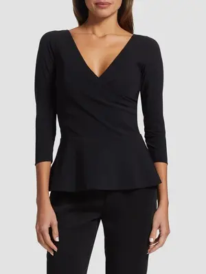 Chiara Boni La Petite Robe Poppy V-neck Peplum Top - Black