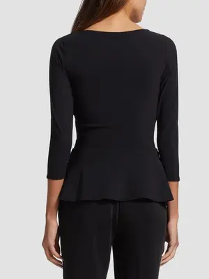 Chiara Boni La Petite Robe Poppy V-neck Peplum Top - Black
