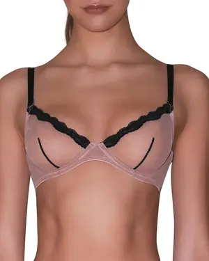 Fleur Du Mal Sheer Tulle Underwire Demi Bra - Petal