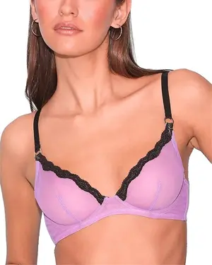 Fleur Du Mal Sheer Tulle Underwire Demi Bra Spring Lavender
