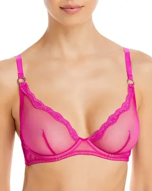 Fleur Du Mal Sheer Tulle Underwire Demi Bra - Wild Pink