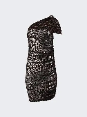 MUGLER Printed Mesh Mini Dress - Nude And Black