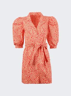 Lhd The Casitas Mini Dress - Orange Squiggle