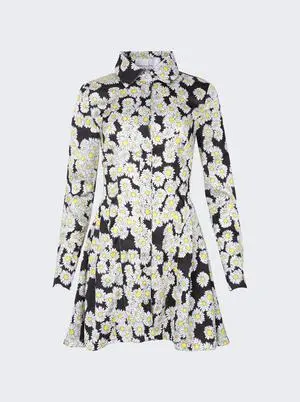 Natasha Zinko Daisy Print Mini Shirt Dress - Black