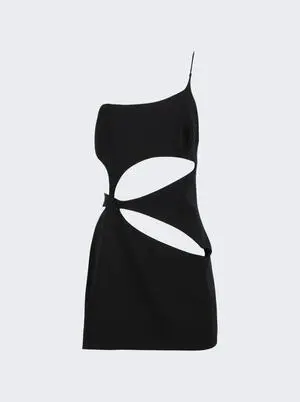 MONOT Single Strap Asymmetric Cutout Mini Dress - Black