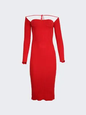 LAQUAN SMITH Off-the-shoulder Midi Dress - Cherry Red