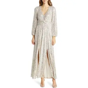 Pisarro Nights Sequin Long Sleeve A-line Gown
