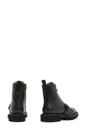 ALLSAINTS Tori Lug Sole Combat Boot - Black/warm Brass