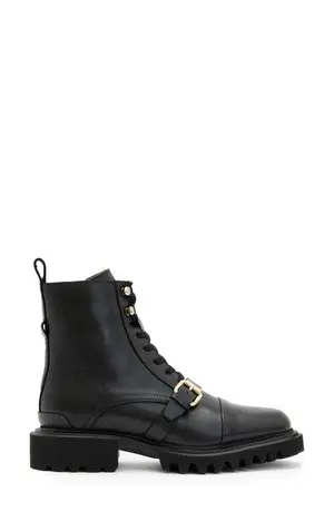 ALLSAINTS Tori Lug Sole Combat Boot - Black/warm Brass
