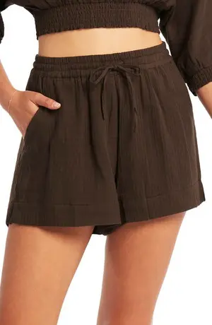 SEA LEVEL Cotton Gauze Cover-Up Shorts Mocha