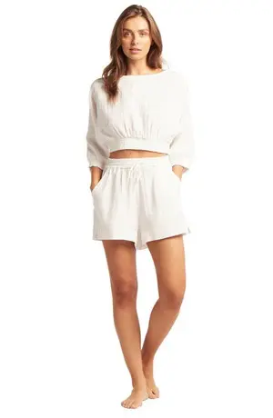 SEA LEVEL Cotton Gauze Cover-up Shorts - White