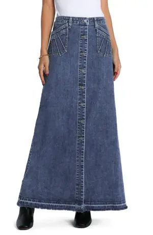 WASH LAB DENIM Royal Maxi Skirt - Baroness Blue