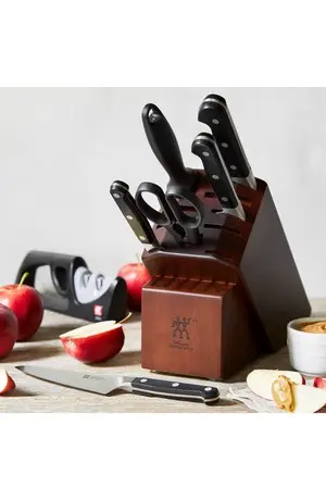 ZWILLING Pro 7-piece Knife Block Set With Bonus Sharpener - Brown