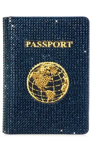 Judith Leiber Traveler Crystal Beaded Passport Holder Navy