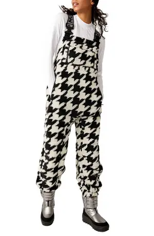 Free People Hit The Slopes Fleece Overalls - Houndstooth Combo