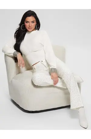 Guess Bling Embellished Cuff Sweater