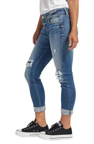 SILVER JEANS CO. Slim Fit Girlfriend Jeans - Indigo