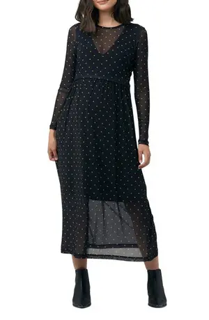 RIPE MATERNITY Dot Pattern Long Sleeve Dress