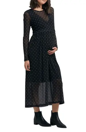 RIPE MATERNITY Dot Pattern Long Sleeve Dress