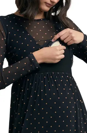 RIPE MATERNITY Dot Pattern Long Sleeve Dress