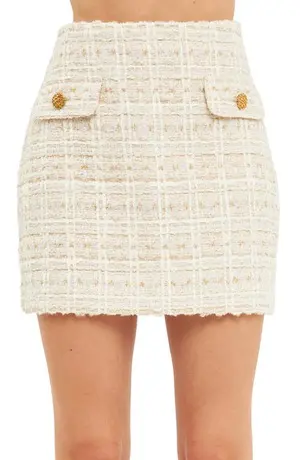 Endless Rose Tweed Mini Skirt - Ivory