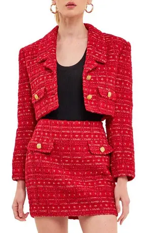 Endless Rose Tweed Jacket - Red