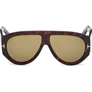 TOM FORD 60mm Aviator Sunglasses - Classic Dark Havana/ Green