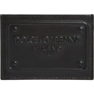 Dolce & Gabbana Logo Embossed Leather Card Case - Black