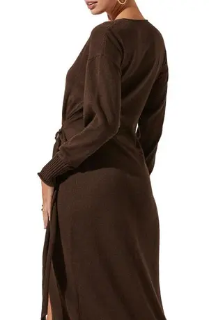 Astr The Label Mazzy Long Sleeve Faux Wrap Sweater Dress