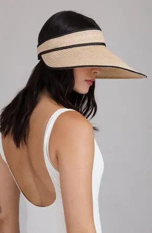 Eugenia Kim Trixie Packable Straw Visor - Camel/black