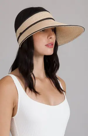 Eugenia Kim Trixie Packable Straw Visor - Camel/black