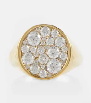 OCTAVIA ELIZABETH Signet Ring With Diamonds - Gold