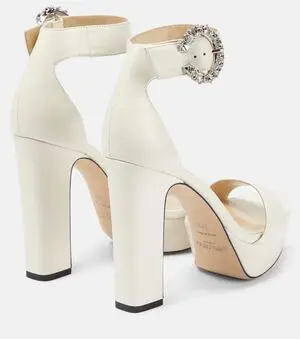 JIMMY CHOO Mionne 120 Leather Platform Sandals