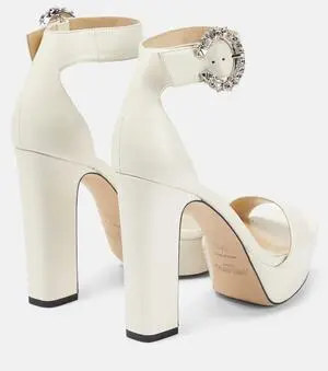 JIMMY CHOO Mionne 120 Leather Platform Sandals