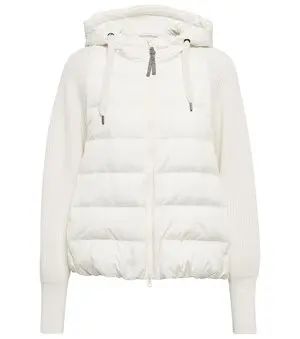 Brunello Cucinelli Wool And Cashmere-blend Knit Jacket - White