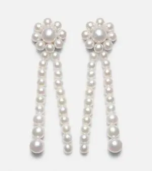 Sophie Bille Brahe Promenade De Fleur Pearl Drop Earrings - White