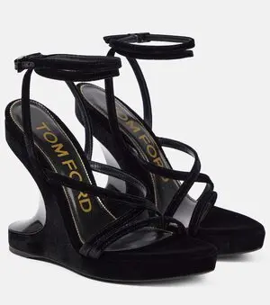 TOM FORD Velvet Wedge Sandals