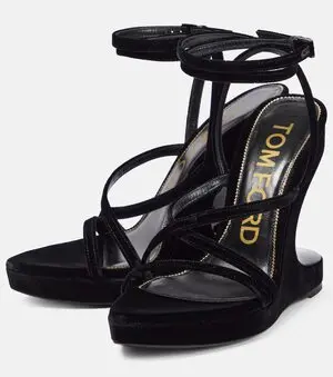 TOM FORD Velvet Wedge Sandals