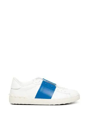 Valentino Garavani Leather Open Sneakers With Blue Detail