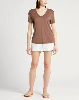 Majestic Filatures Lyocell And Cotton V-neck Jersey T-shirt - Beige