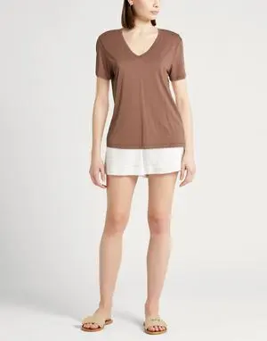 Majestic Filatures Lyocell And Cotton V-neck Jersey T-shirt - Beige