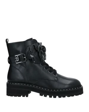 Liu Jo Calfskin Ankle Boots With Studs And Floral Appliqués