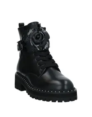 Liu Jo Calfskin Ankle Boots With Studs And Floral Appliqués