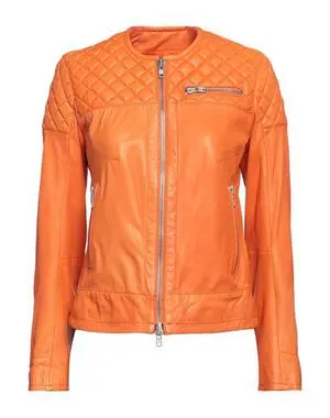 SWORD 6644 SWORD 6.6.44 Lambskin Biker Jacket Orange